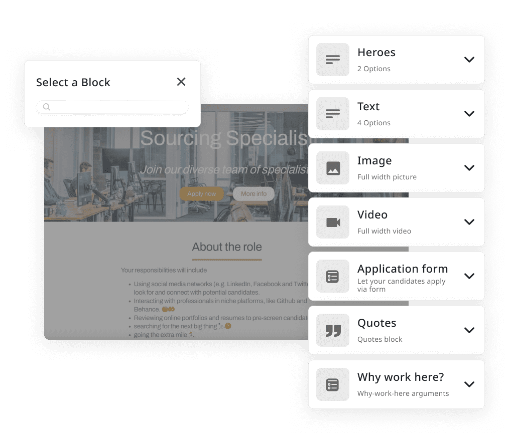 Easy career site builder tool for recruiters