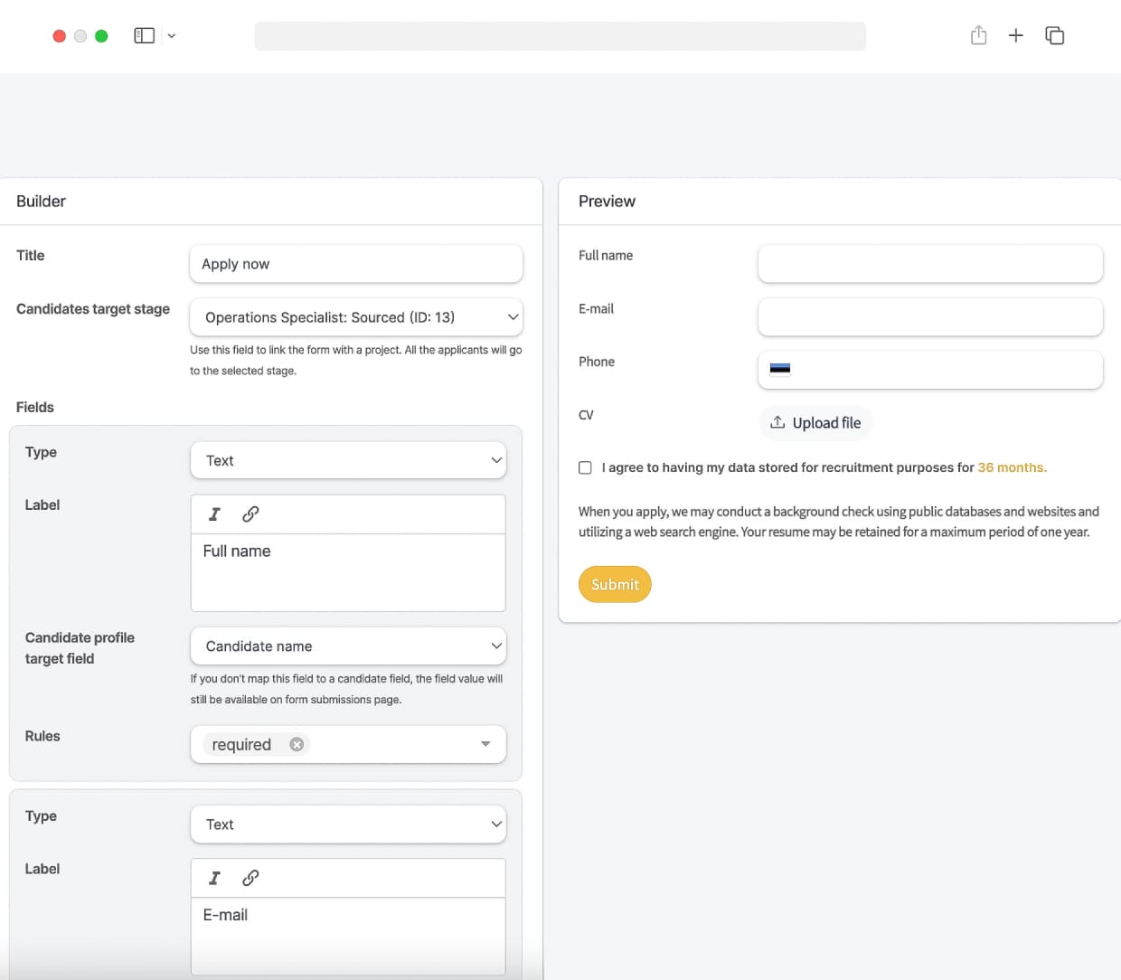 Job Application Form Software for Recruiters | Teamdash