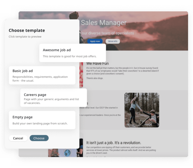Easy job ad landing page builder